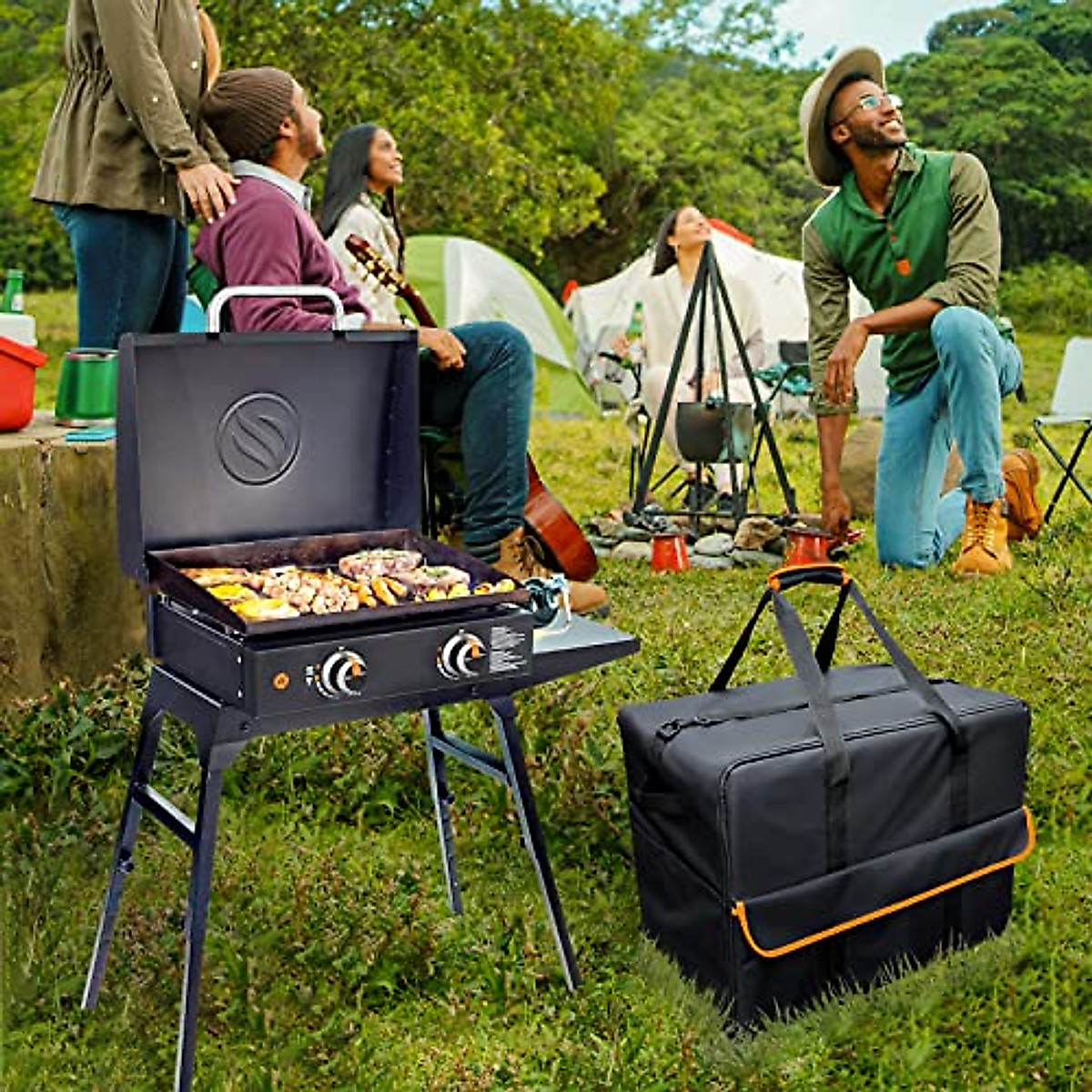 Grill Carry Bag for Blackstone 22 inch Tabletop Griddle with Hood Lid and Stand - Fit for Model 1891- Portable Outdoor BBQ Grilling Carry Bag - Heavy Duty Waterproof 600D Oxford Fabric