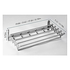 SGTC Wall-Mounted Drying Rack, Stainless Steel Accordion Retractable Drying Rack for Laundry Room/Bathroom Tower, The Solid Bottom Plate Can Bear 22 Pounds Without Deformation. (27.60in)