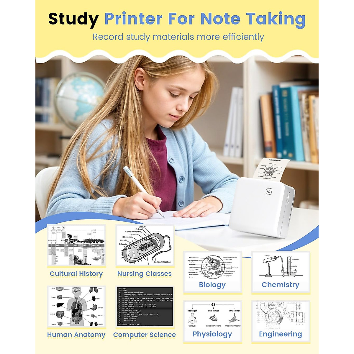 Memoking Photo Sticker Printer Machine - 2" Mini Printer - HD 300dpi Sticker Maker Machine for Pad&Phone - M02 Pro Portable Mini Pocket Thermal Printer White - Inkless Bluetooth Printer for Photos,DIY