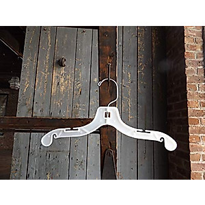 NAHANCO 1412 White Plastic Children's Dress Hangers, Swivel Metal Hook and Notches for Straps, Super Heavy Weight, 12" - (Pack of 100)