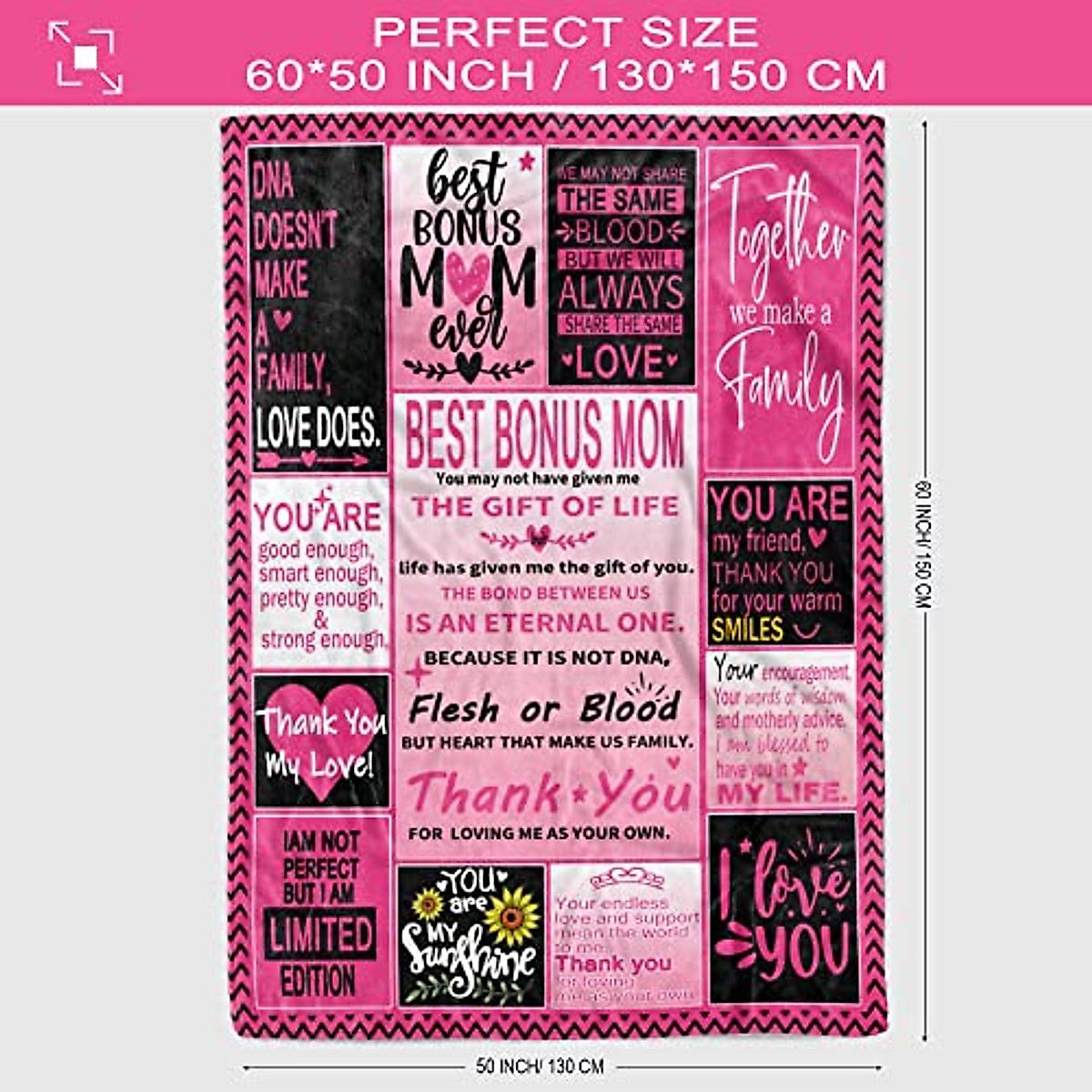Shanfeirui Bonus Mom Gifts, Bonus Mom Blanket, Step Mom, Step Mom, Step Mom Gift Ideas, Best Step Mom, Birthday Gift for Step Mom, Step Mom Throw Blanket 60" x 50”