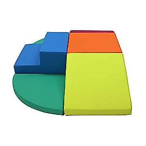 Factory Direct Partners 13021-LMRS SoftScape Playtime All Around Climber for Crawling Infants and Toddlers, Soft Foam Indoor Active Play with Steps and Slides (6-Piece) - Lime/Raspberry