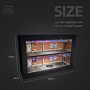 Sikivot Model car Display case 1/64 Scale,Simulation Garage Model,1:64 Wall-Mounted Band lamp Display Garage.