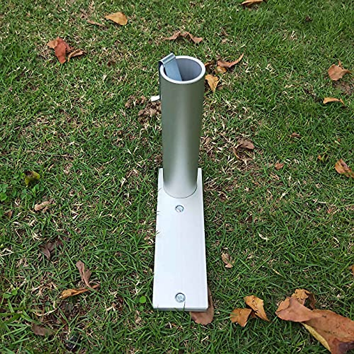 FFfeily Umbrella Holder Ground Garden Grass Umbrella Anchor for Pole Diameter Below 3cm/1.18inch Silver Aluminum Alloy Patio Umbrella Stand Stake