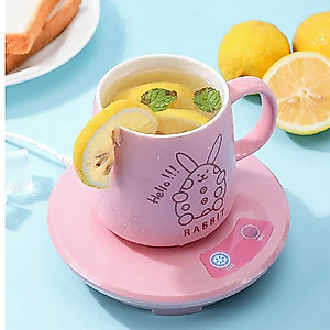 Haguka USB Cup Heater Cooler Plate Cup Warmer and Colder Beverage Mug Mat Office Tea Coffee Heater Pad for Coffee Tea Cola Cans Drinks (Pink)