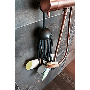 Formverket Octopus Shower Caddy (in Black) - Shower Gel Shampoo Conditioner Brush Razors Toys Accessories Holder, 9 Slots, Fits All Sized Bottles, Stylish Fun Bath Shower Organizer, Designed in Sweden