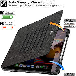 ZtotopCases for New iPad Pro 12.9 Inch 6th/5th/4th Generation 2022/2021/2020, [6 Magnetic Stand Angles] Protective Cover with Pencil Holder, Auto Wake/Sleep, Black