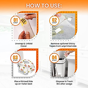 Alfadeal 40 Extra Large Toilet Seat Covers Disposable for Kids-Toddler Toilet Seat Cover Liners for Potty Training-Individually Wrapped-Portable Waterproof AntiSlip-Toilet Covers Disposable for travel