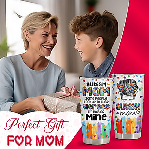 34HD Mothers Day Gifts for Mom, Autism Mom Tumbler with Lid 20oz Stainless Steel, Cool Momma Coffee Mug, Autism Awareness Gifts for Women, Teacher, Parents