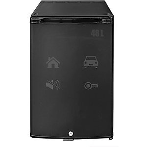 12V Mini Fridge With Lock and Key, 1.76 Cu. Ft Silent Lockable Refrigerator for RV Semi Truck, 12v/110v Small Cooler Quiet No Noise for Office Apartment Bedroom Marine Dorm Patio, Black