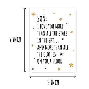 KrysDesigns Card For Son - Funny Card For Son - Son Birthday Card - Teenage Son - Recycled Son Card - Joke Card For Son - Son Card - Special Son Quote, 5 x 7 inches