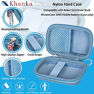 khanka Hard Travel Case for Anker 3-in-1 Fast Charging Charger with Built-in USB-C Cable/Anker 533 Power Bank/Anker Nano Power Bank,10000mAh Portable Charger (PD 30W max. Leistung),Case Only（Blue）