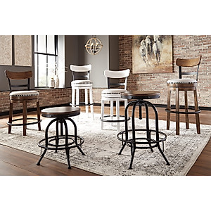 Signature Design by Ashley Valebeck 24" Modern Swivel Counter Height Barstool, Whitewash