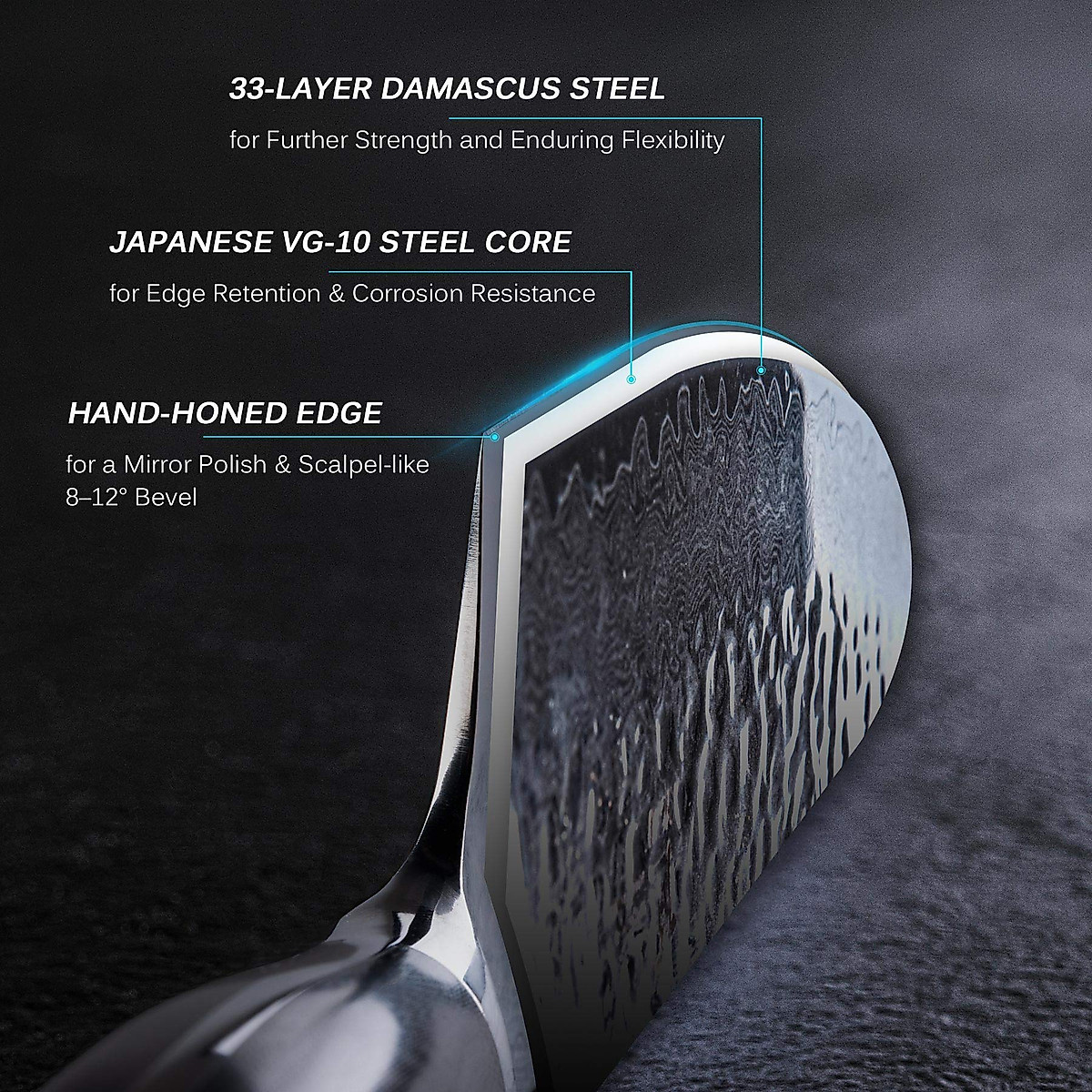 KYOKU Shogun Series 8" Professional Chef Knife + 6" Utility Chef Knife + 3.5" Paring Knife - Japanese VG10 Steel Core Forged Damascus Blade