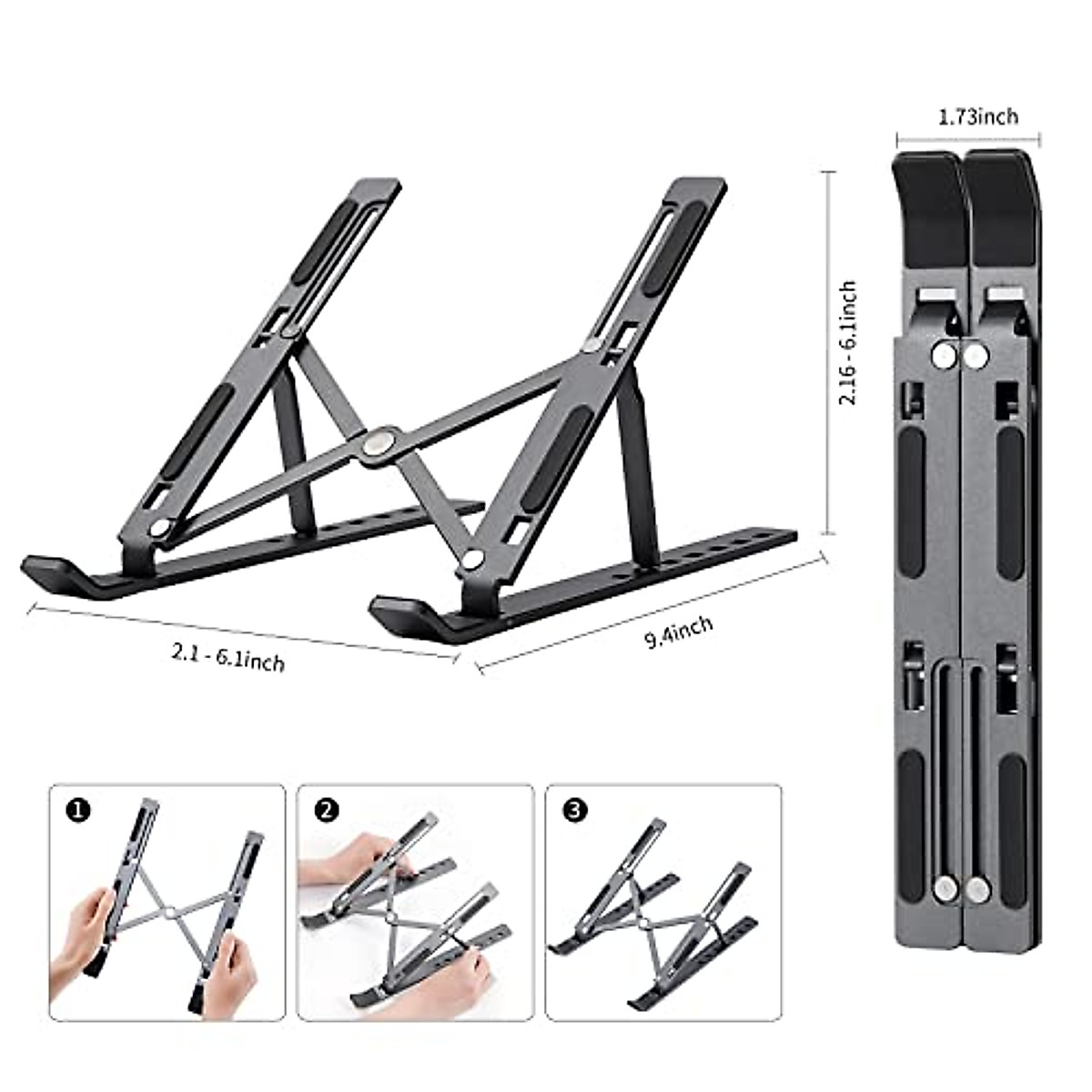 deriny Laptop Stand for Desk,Adjustable Height Foldable Portable Dj Laptop Stand,Computer Stand,Ergonomic Aluminum Laptop Stands,Compatible 10-15 inch MacBook air pro dell hp Lenovo Notebook(Pink)