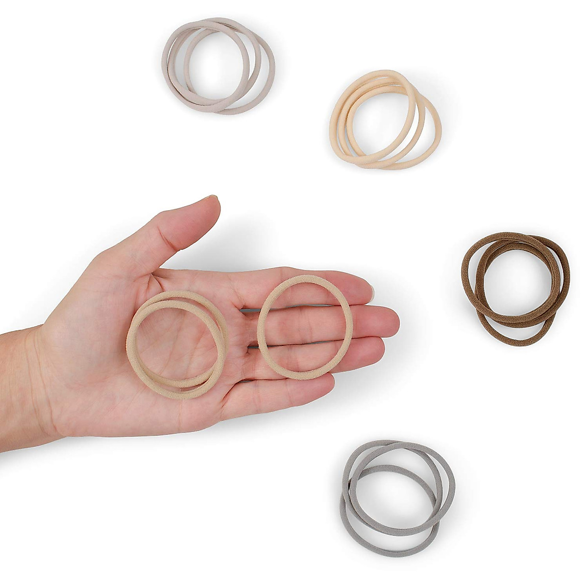 Heliums Seamless Hair Ties - Sandy Blonde - Skinny 6mm No Damage Ponytail Holders, 1.75 Inch, Medium Hold for Thin to Normal Hair - 18 Pack