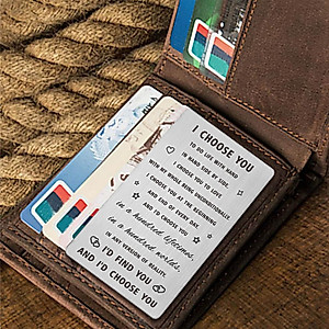 SOUSYOKYO I Choose You Gift Wallet Card, Wedding Day Gifts for Groom from Bride, Valentine's Day Card for Fiance from Fiancee, Sentimental Marriage Quotes Keepsake for Men Him