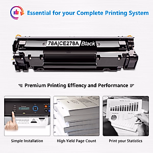 78A Black Toner Cartridge 4 Pack (with Chip) | Replacement for HP 78A Toner Cartridge Compatible with Laser Pro P1606dn, P1606, P1566, P1560; M1536dnf, M1537dnf, M1538dnf, M1530 MFP Printer | CE278A