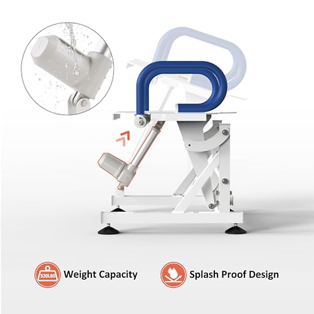 MCombo Electric Toilet Seat Lift with Padded Arms for Elderly and Disabled, Power Toilet Incline Lift in Bathroom, Support to 320lbs, SEC212W