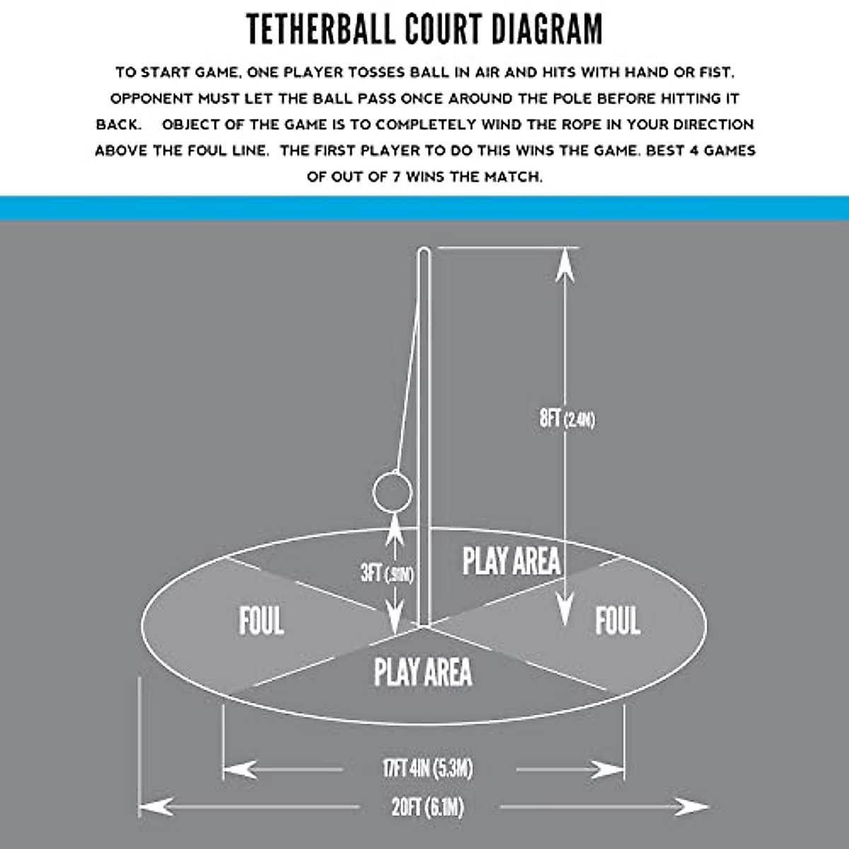 Franklin Sports Tetherball Set - Full Tetherball Game Set with 8' Pole, Rope + Ball Included - Portable Steel Backyard + Beach Kit with Carry Bag - Recreational, White