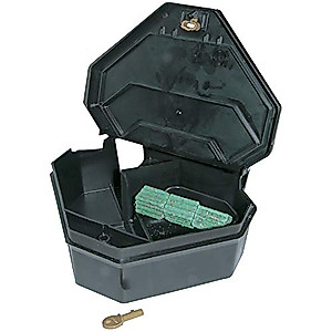 JT EATON 904 Gold Key Rat Depot Plastic Heavy Duty Tamper Resistant Bait Station with Solid Lid, 11-3/8" Length x 10-1/4" Width x 3-1/2" Height (Case of 6)