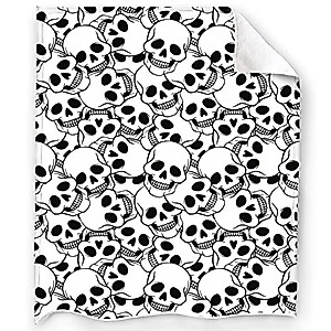 Skulls Blanket Soft Fleece Throw Blanket Plush Weighted Blankets for Couch Sofa Skull Gifts for Kids Adults Men Women