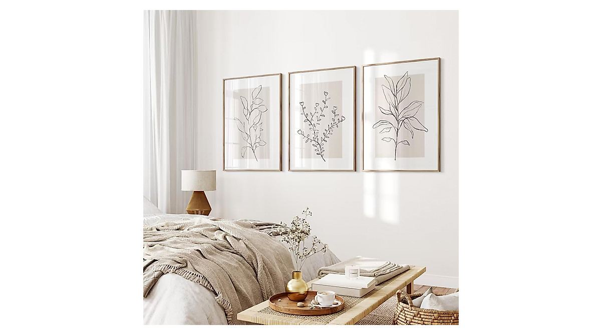 Neutral Botanical Prints Wall Art Decor Plant Minimalist Canvas ...