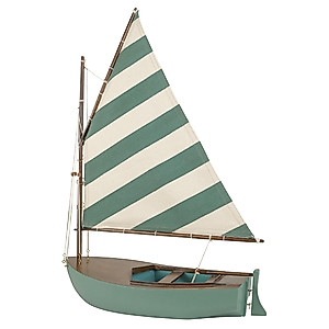 SAILINGSTORY Wooden Sailboat Model Ship Catboat Sail Boat Decor Sailing Boat Model Grey Green