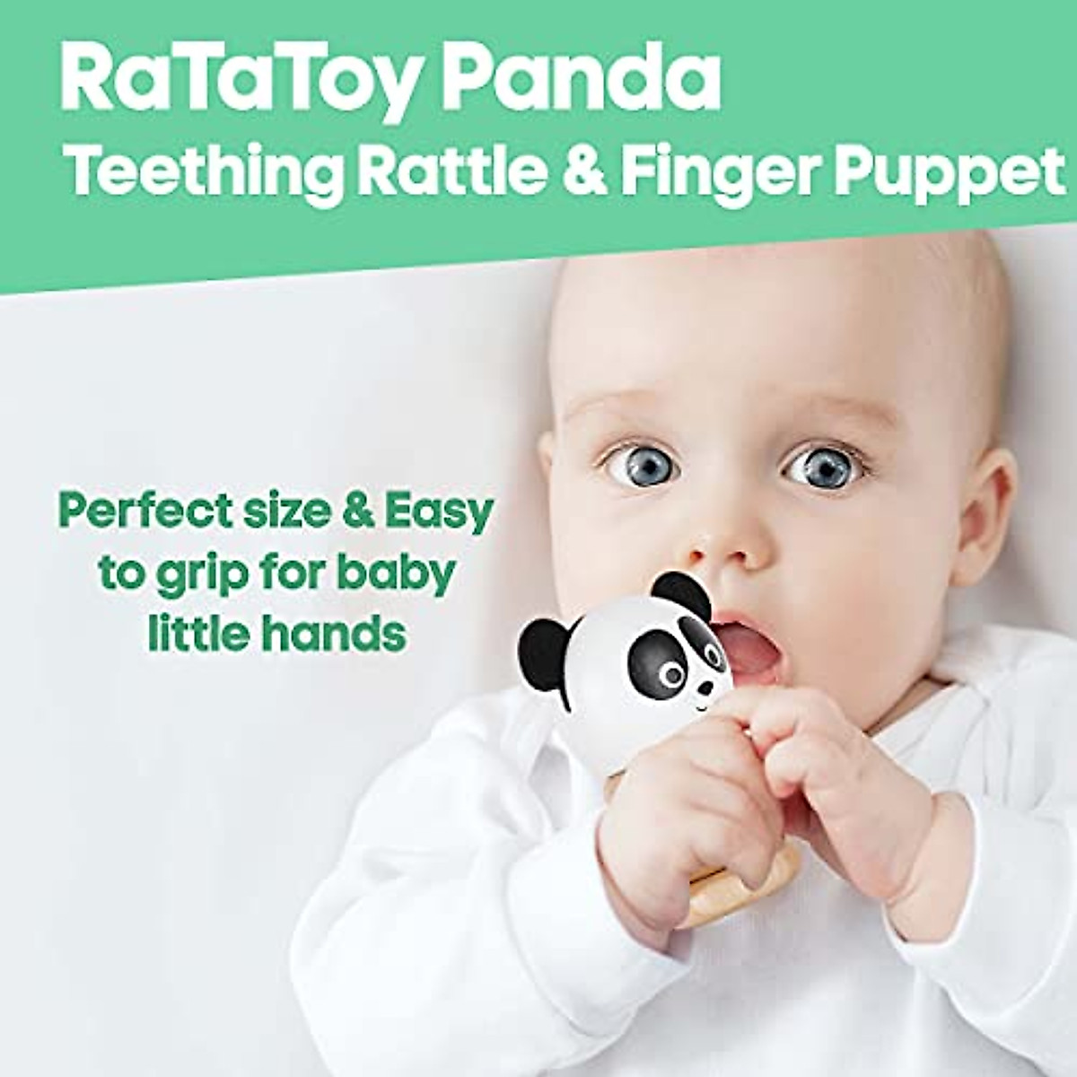 Kipod Baby Rattle – Cute Panda Wooden Baby Toy – All-Natural and Safe Material Wooden Rattle – Stimulates Sound, Movement, Focus – Premium Baby Teething Toy with Smooth Edges - baby Montessori toy 0-3