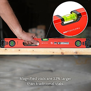 Kapro - 987XL Saturn Box Level - Professional Level - Features Acrylic Break-Proof Vials and Wall-Grip - Aluminum Box Beam Frame - 72 Inch