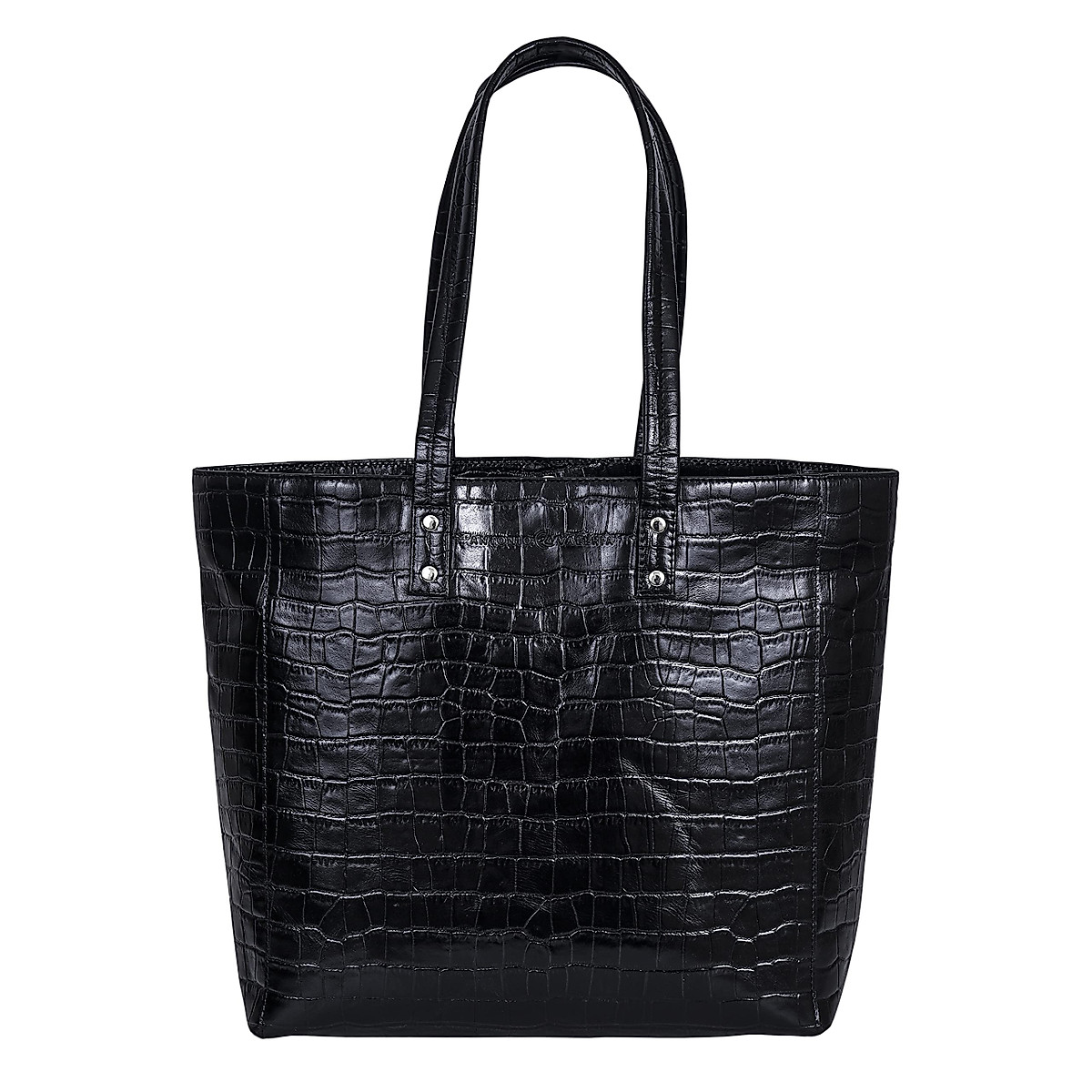 ANTONIO VALERIA Alexis Black Printed Leather Tote/Top Handle Shoulder Bag for Women