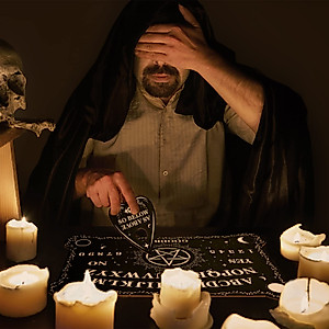 Pendulum Dowsing Divination Board Set Black Wooden Talking Board with Planchette Accessories for Teens Adults Birthday Party and Family Gatherings Games Supplies (Pentagram Style)