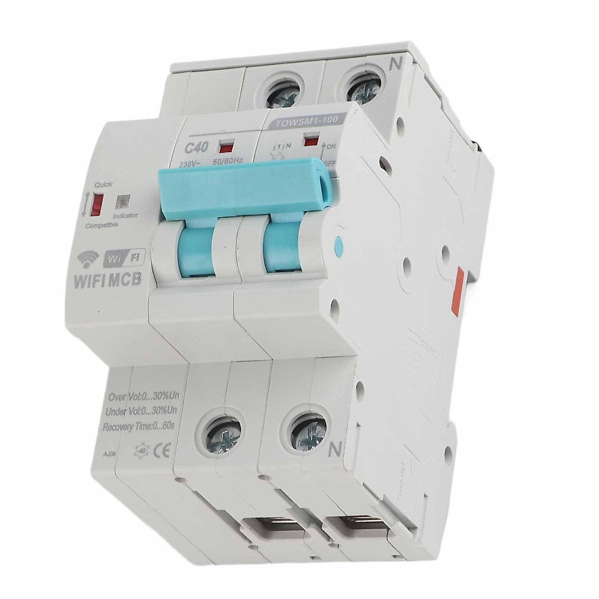 Circuit Breaker AC 230V Din Rail Mount Automatic Reclosing Leakage Air Switch for Households Factories (40A)