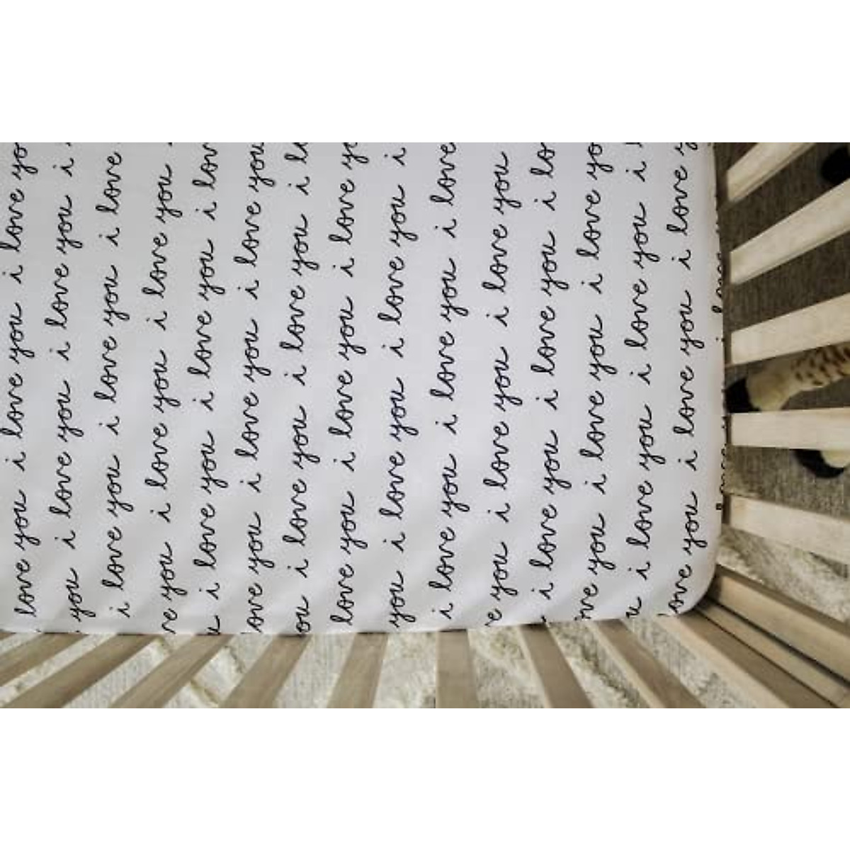 NODNAL CO. 3 Fitted Crib Sheets Black/White Set for Baby Toddler Mattress - 100% Oeko-TEX Cotton Gender Neutral for Girl/Boy Nursery Bedding - I Love You, Plaid & Abstract Polka Dots 28”x52”x9” Sheet