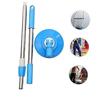 Gogogmee Mop Pole Floor Mop Rod Base Replacement Micro Fiber Mop Pedal Turnicate Mop Handle Commercial Velda Broom Handle Threaded End Mops for Floor Cleaning Mop Heads Stainless Steel Blue