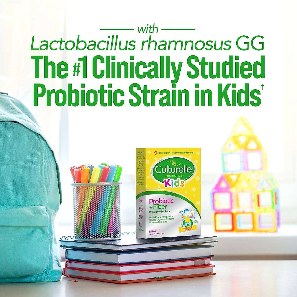 Culturelle Kids Probiotic + Fiber Packets (Ages 1+) - 24 Count - Digestive Health & Immune Support - Helps Restore Regularity (Packaging may vary)