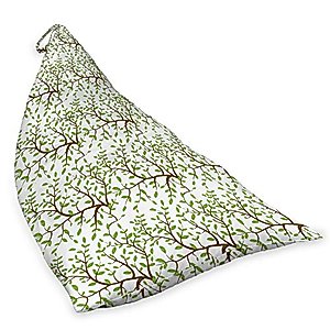 Ambesonne Nature Lounger Chair Bag, Simplistic Tree Illustration Leaves on Branch Pattern Plain Background, High Capacity Storage with Handle Container, Lounger Size, Lime Green and Fawn