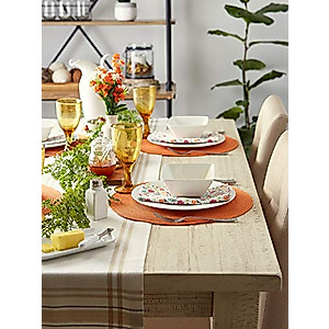 DII Classic Woven Tabletop Collection, Indoor/Outdoor Placemat Set, Round, 15" Diameter, Orange, 6 Piece