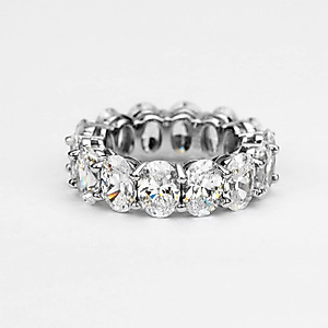 Michooyel S925 Oval Cut Eternity Ring 5x7mm CZ Band Ring Wedding Ring Sterling Silver Rings for Women