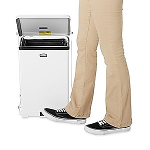 Rubbermaid Commercial ST7EWHPL Defenders Biohazard Step Can, Square, Steel, 7gal, White