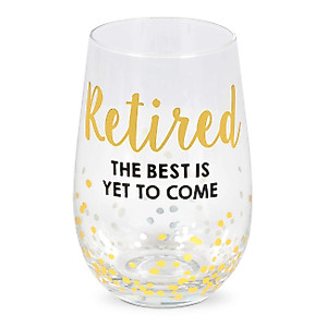 Enesco Our Name is Mud Retired Best is Yet to Come Gold Stemless Wine Glass, 1 Count (Pack of 1), Clear