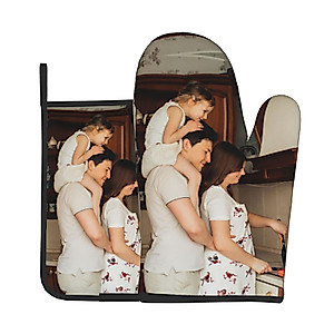 Custom Oven Mitts and Pot Holders Sets with Image Text Personalized Heat Resistance Cooking Gloves & Pot Cover Kitchen Gifts for Men Women Cooking Baking BBQ Grilling