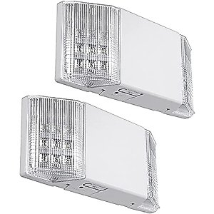 TORCHSTAR LED Emergency Lighting, Commercial Emergency Lights with Battery Backup, UL Listed, Two Heads, AC 120/277V, Hardwired Emergency Exit Light Fixture for Business, Home Power Failure, Pack of 2