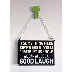 Bestylez Funny Metal Sarcasm Sign Decor For Man Cave, Home, Bar, Farm, Fence, Camper, Parking, Archery - If Some Thing Here Offends You 12 x 8 Inch (115)