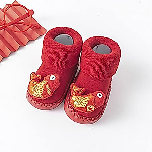 Autumn and Winter Cute Children Boys and Girls Toddler Socks Shoes Floor Sports Shoes Non Slip Comfortable Warm Cute Cartoon Shape China Style Tennis Shoes Toddler Girls Size 7 (A, 0-6 Months)