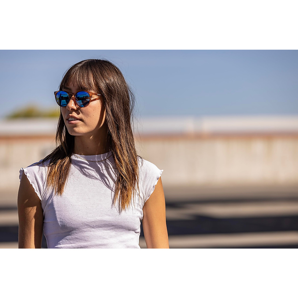 Suncloud Metric Polarized Sunglasses, Transparent Brown/Polarized Blue Mirror, one Size