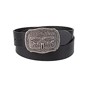 Levi's Men's Leather Belt With Antiqued Buckle,Black,36