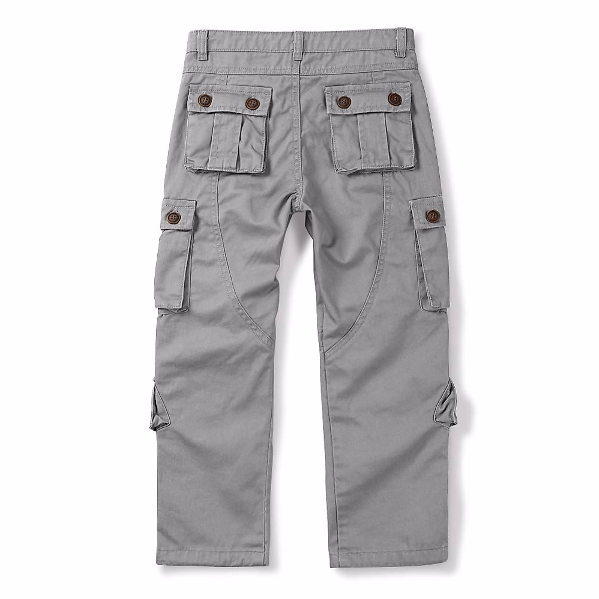 OCHENTA Boys Cargo Pants 8 Pockets Casual Hiking Scout Slacks Light Grey Tag 170-11-12 Years
