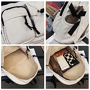 MININAI 2023 Preppy Backpack with Coin Purse Y2k Japanese Harajuku Backpack Aesthetic Cool College Daypack Fit 15.6" Laptop (White,One Size)