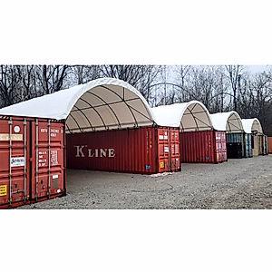 Mytee Products 40'(L) x 20'(W) Shipping Container Canopy Shelter - 21 Oz 610 GSM PVC White Cover Storage Container Roof with No End Walls - Durable & Weather-Resistant